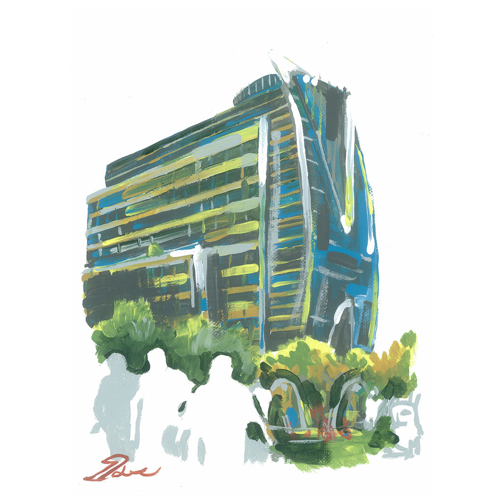 Hunt Oil Building, Dallas (9"×12") – Eric Hanson Artwork